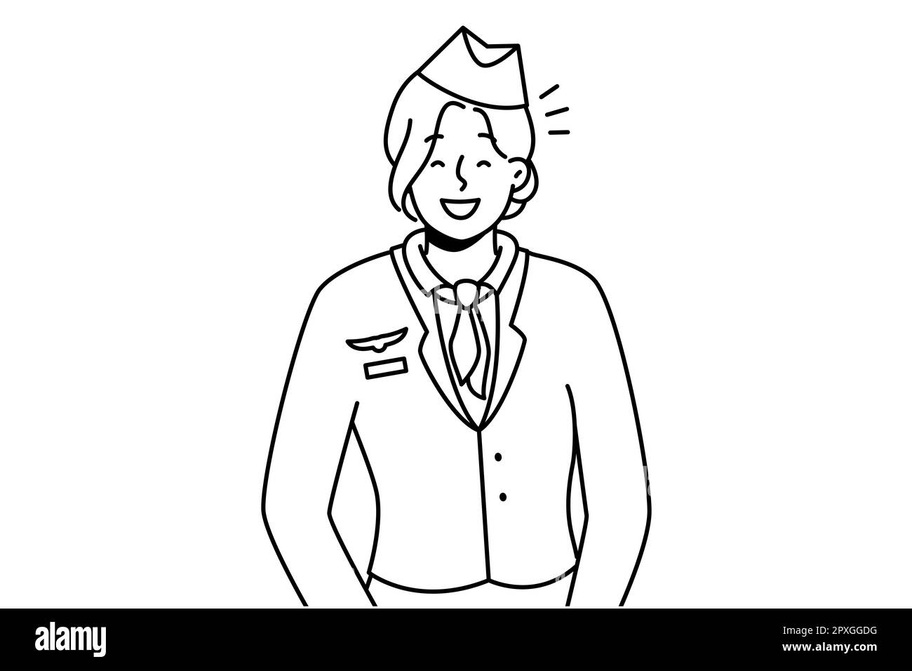 Flight attendant drawing Black and White Stock Photos & Images - Alamy