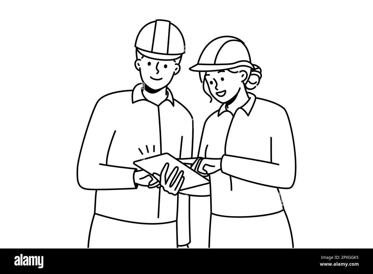 Team working cartoon builders Black and White Stock Photos & Images - Alamy