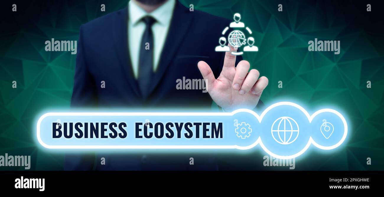 Inspiration showing sign Business Ecosystem, Business concept Develop ...