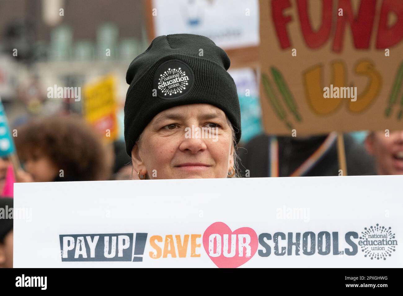 London, UK. 2 May, 2023. Striking teachers from the National Education ...
