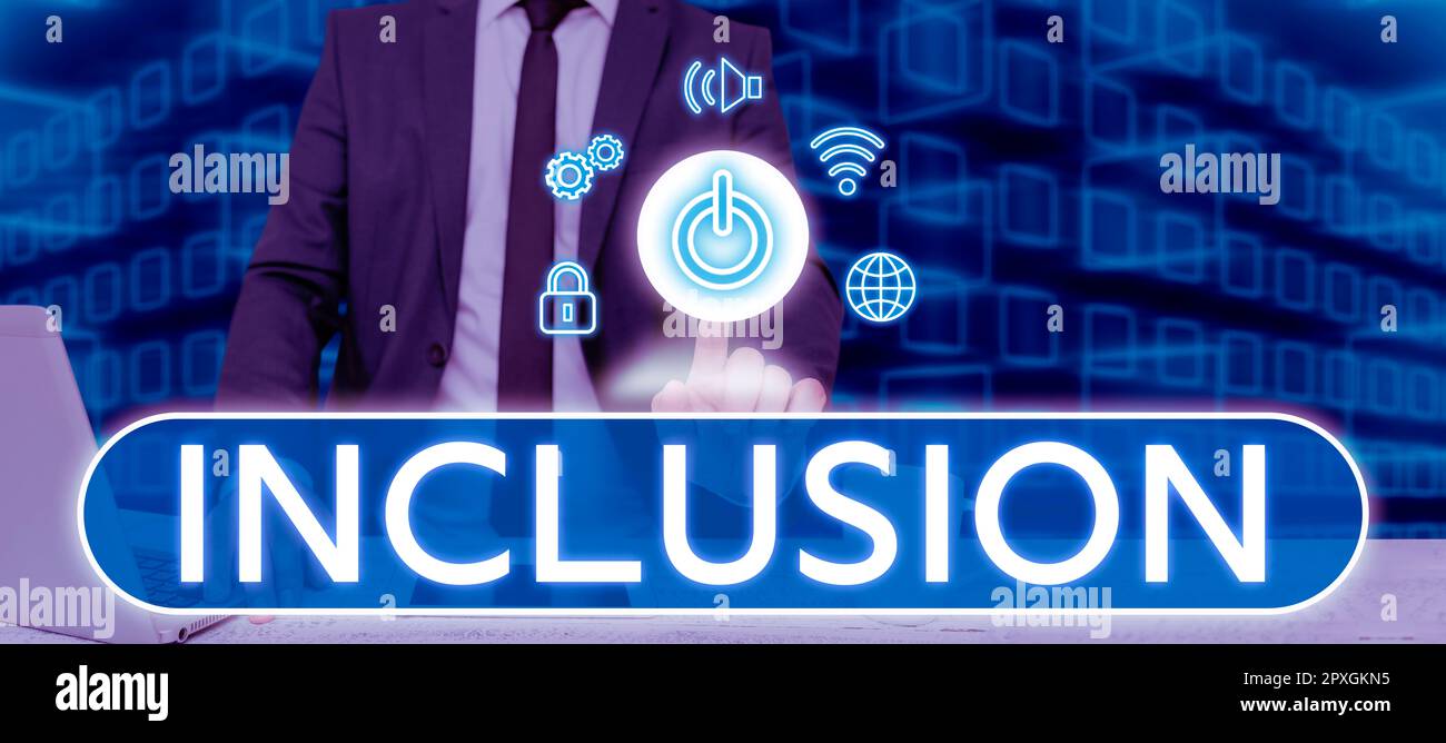 Text showing inspiration Inclusion, Business approach action state ...