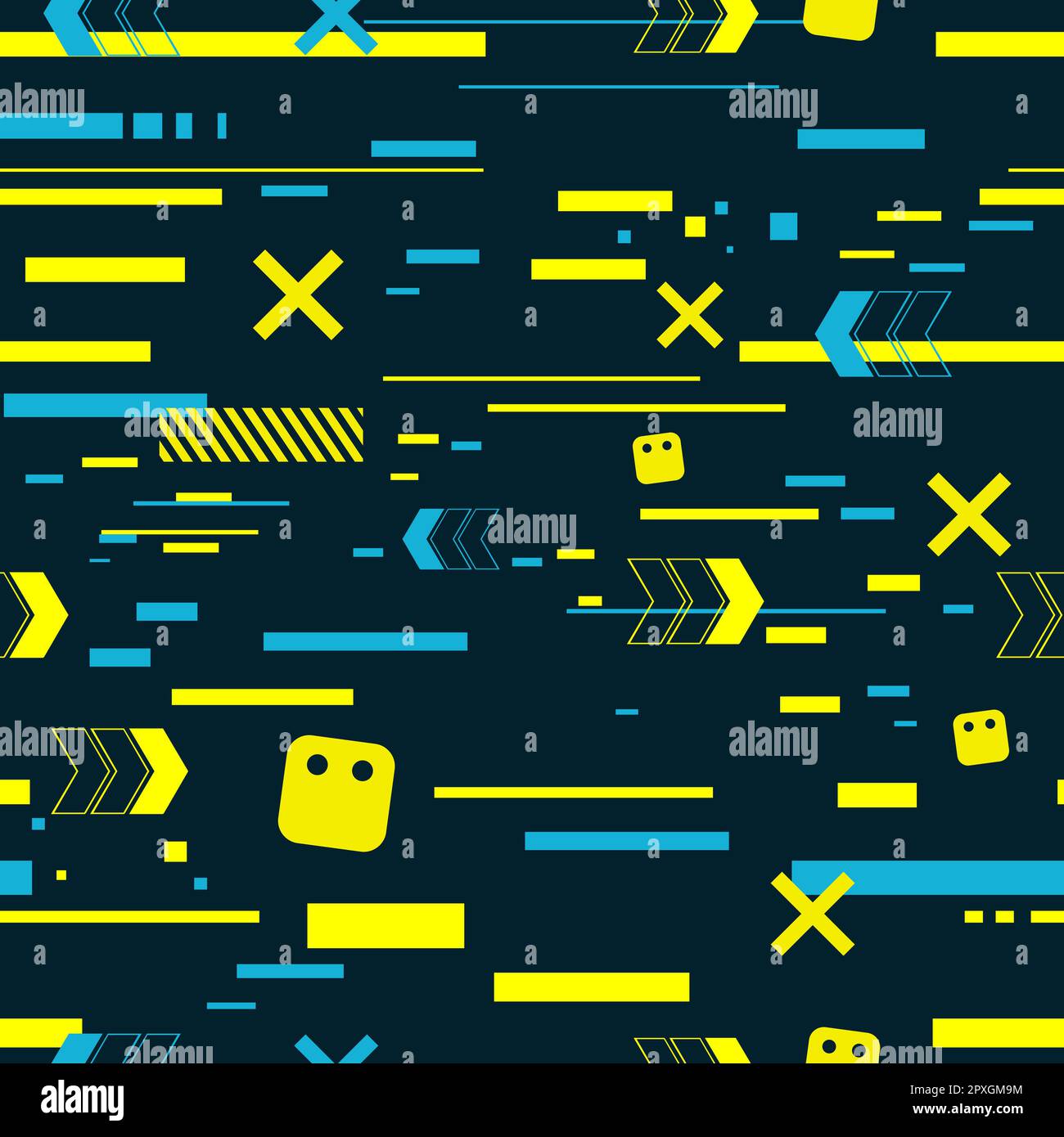 Cyberpunk Seamless Pattern, Glitch Effect, graphic from Future ...