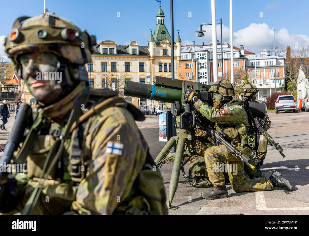 Oskarshamn, Sweden. 02nd May, 2023. Finnish soldiers participates ...