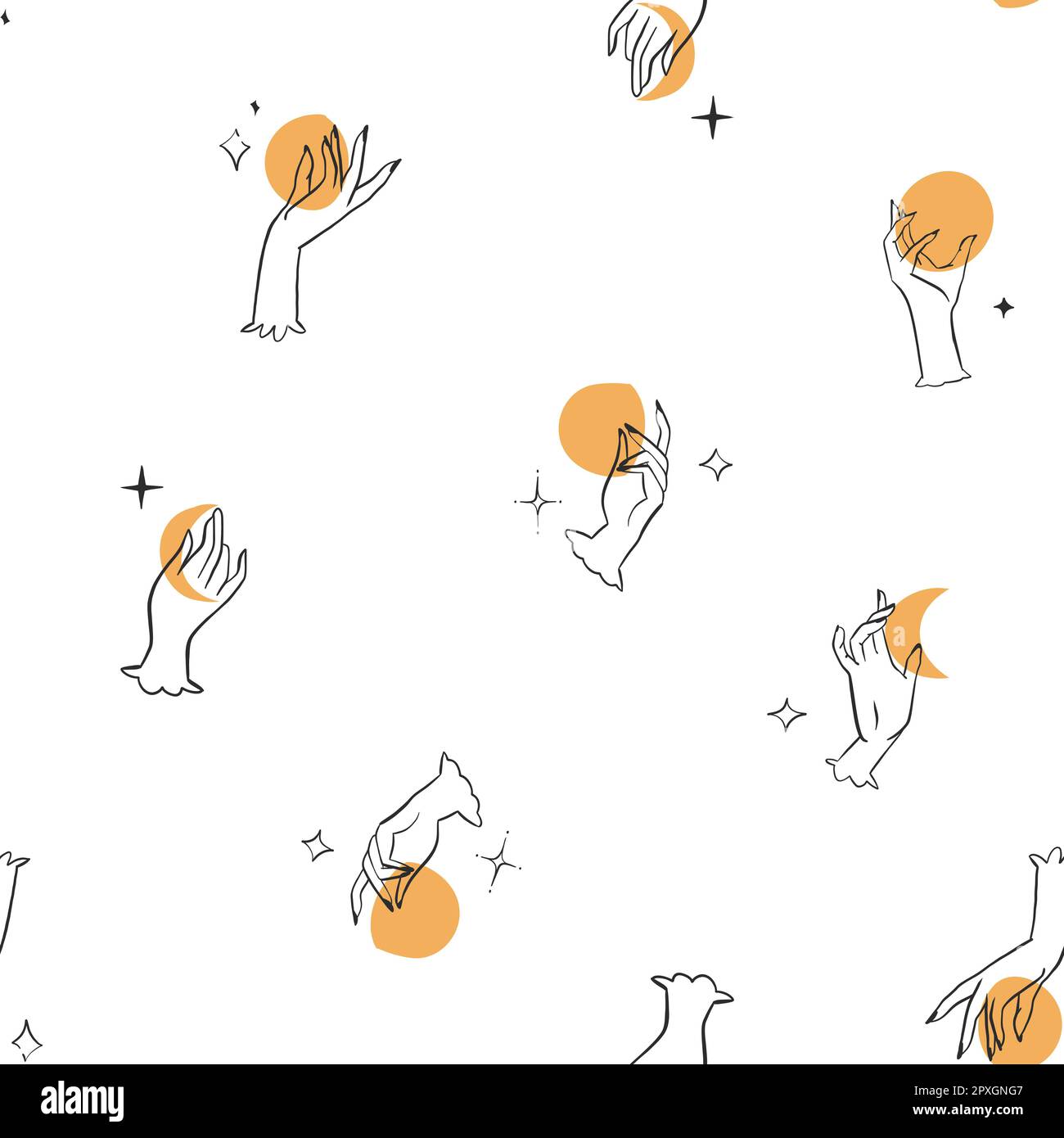 Hand drawn vector abstract outline,graphic,line art magic human hand ...