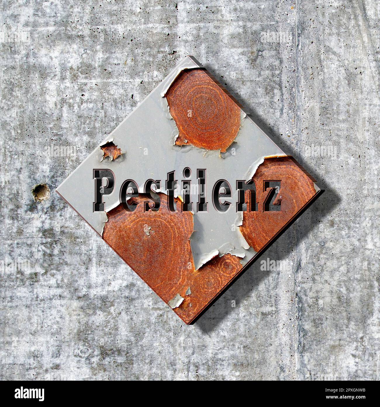 "Pestilenz" = "Pestilence" - word, lettering or text as 3D illustration ...