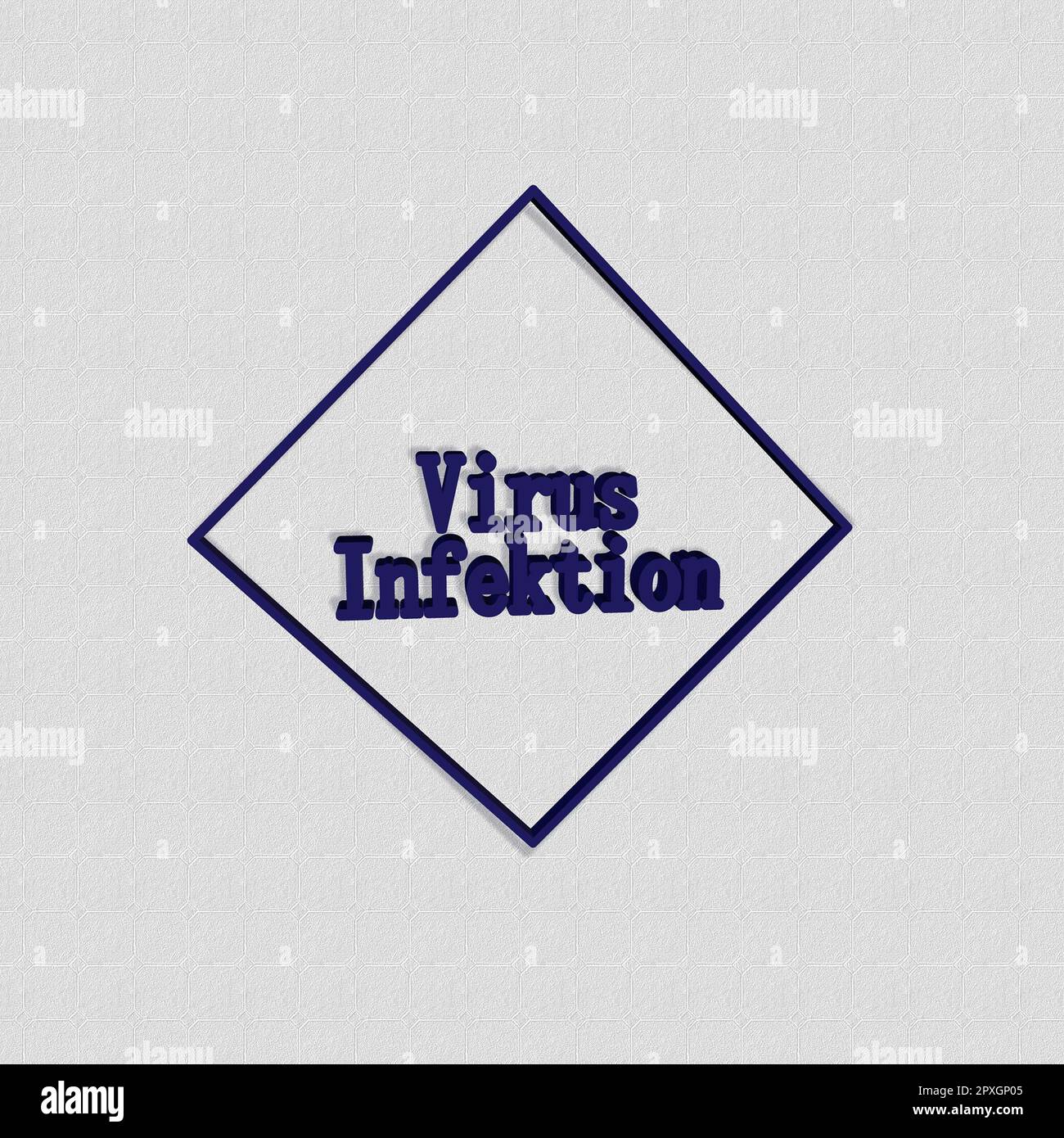 "Virusinfektion" = "Virus infection" - word, lettering or text as a 3D ...