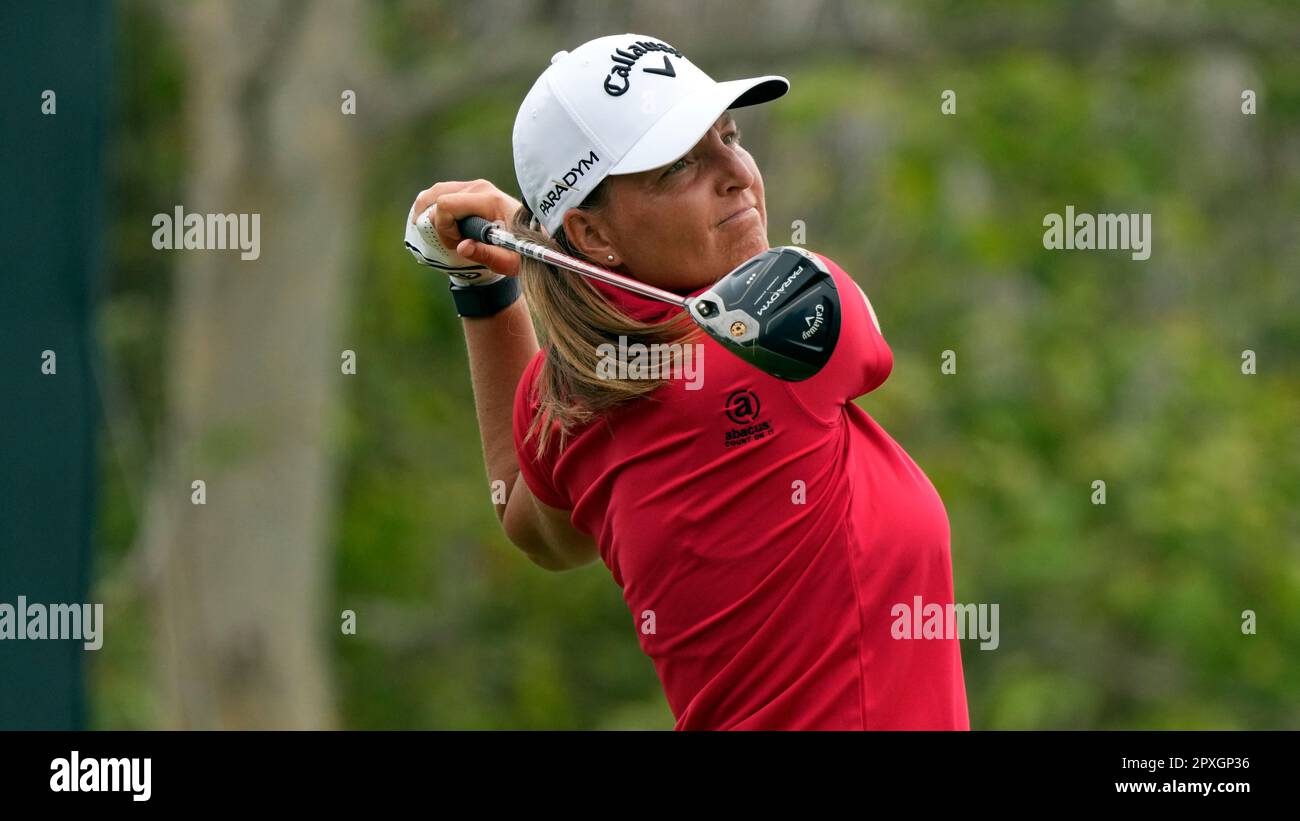 Perrine Delacour tees off during the final round of the LPGA LA Championship golf tournament at ...