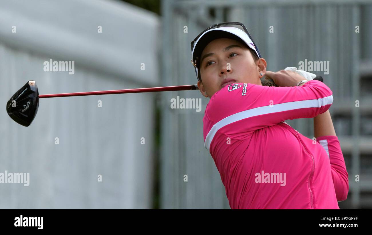 Atthaya Thitikul tees off during the first round of the LPGA LA Championship golf tournament at ...