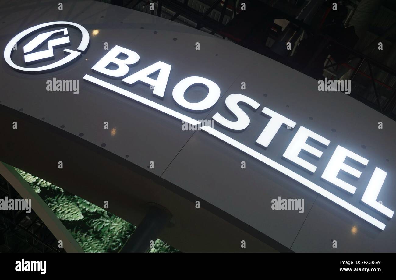 SHANGHAI, CHINA - APRIL 19, 2023 - The booth of Baosteel is seen at the ...