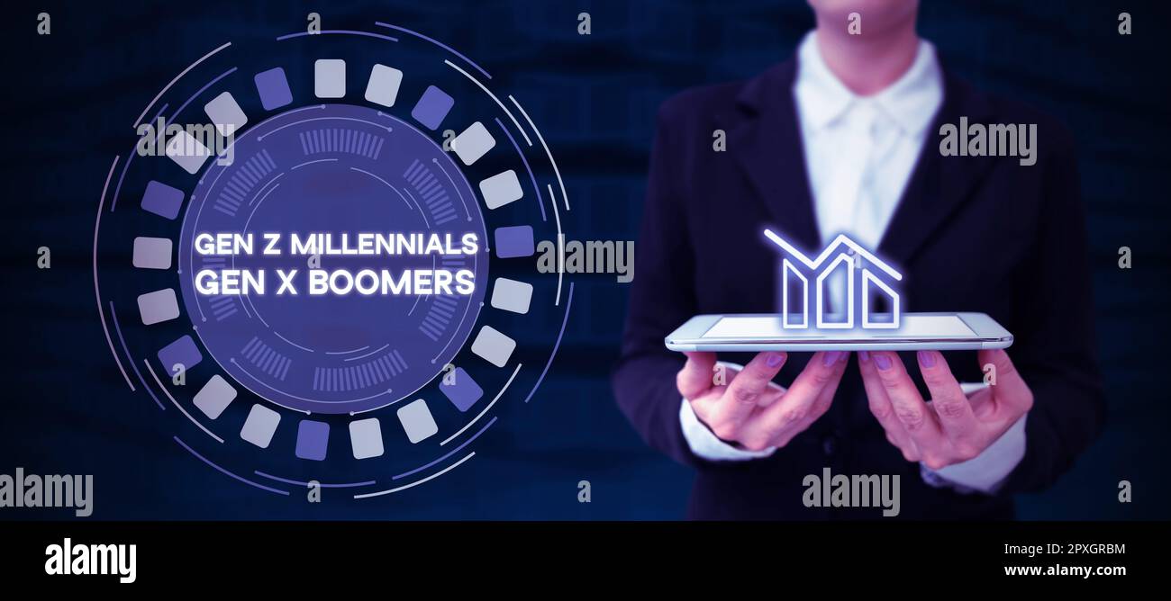 Inspiration showing sign Gen Z Millennials Gen X Boomers, Internet ...