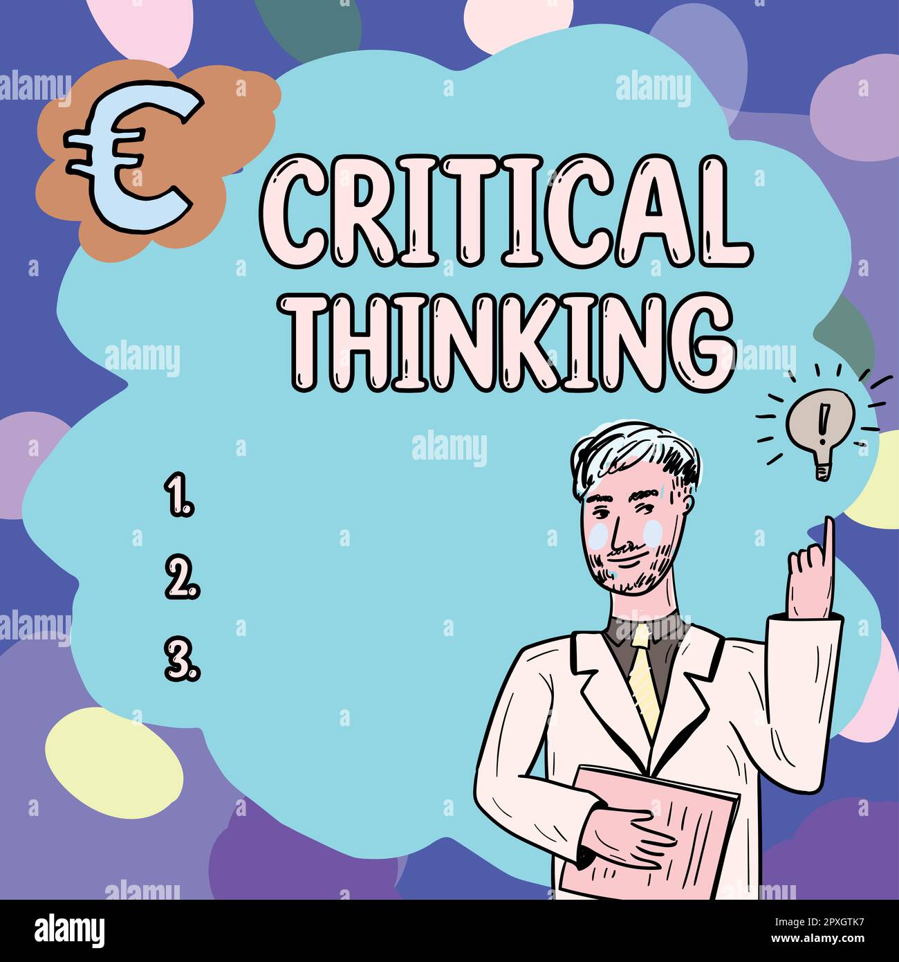 Text caption presenting Critical Thinking, Business overview sequence ...