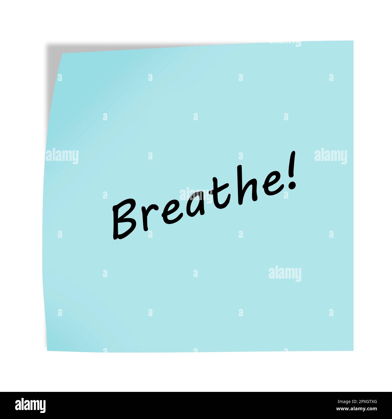 A Breathe 3d illustration post note reminder on white with clipping ...