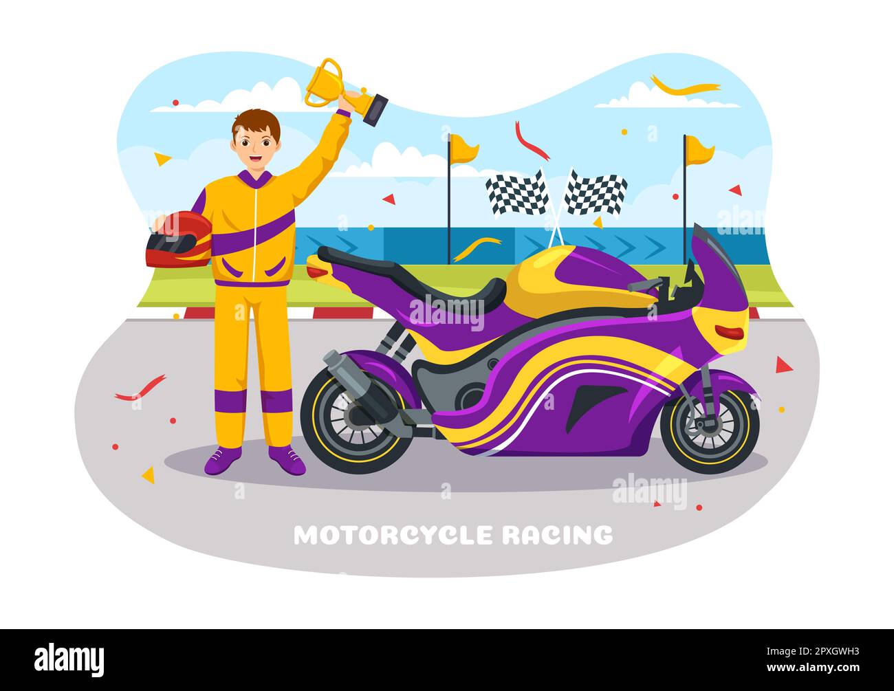 Motorcycle Racing Championship on the Racetrack Illustration with Racer ...