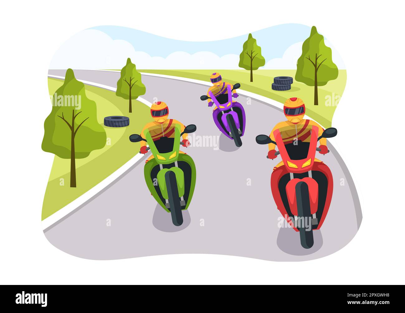 Motorcycle Racing Championship on the Racetrack Illustration with Racer ...