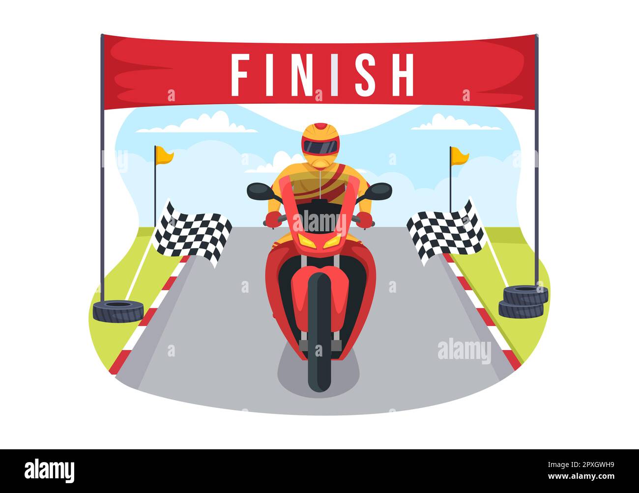 Motorcycle Racing Championship on the Racetrack Illustration with Racer ...