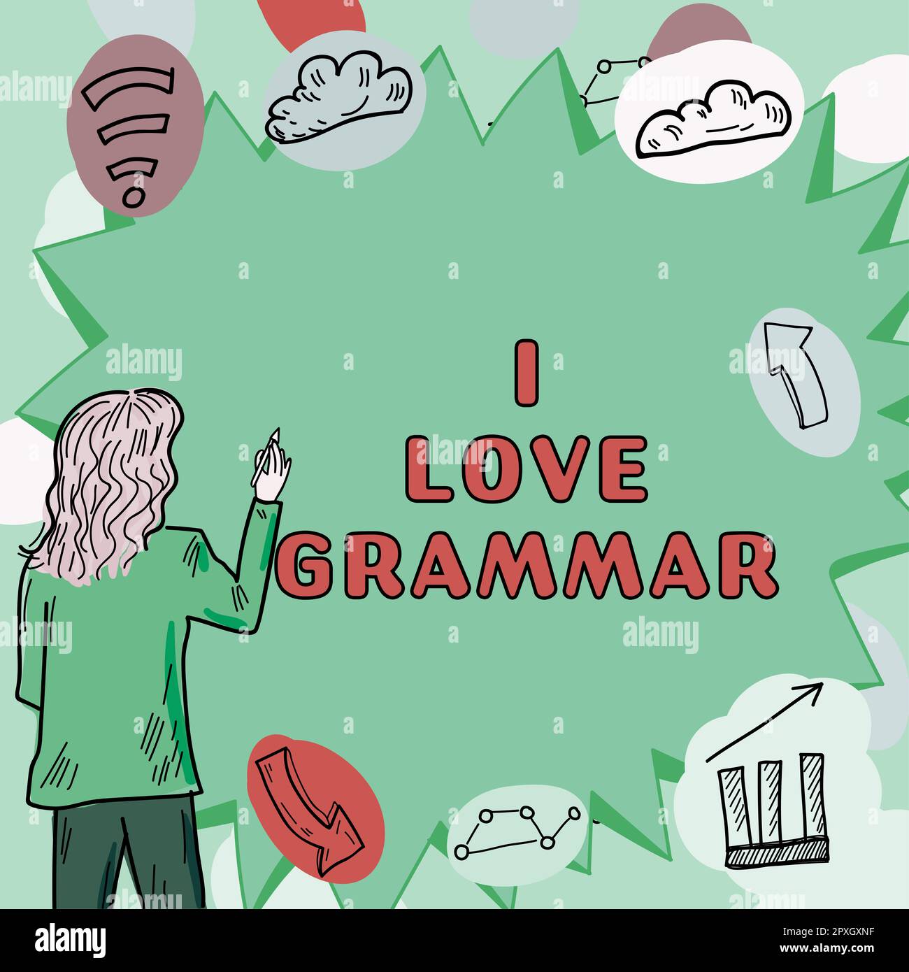 Inspiration showing sign I Love Grammar, Word Written on act of ...