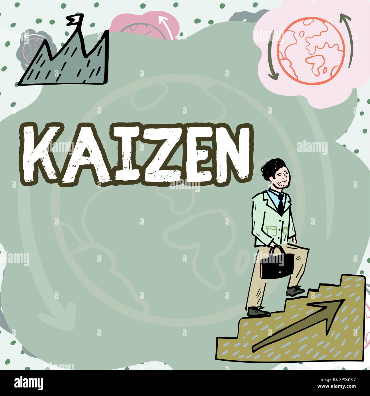 Hand writing sign Kaizen, Business overview a Japanese business ...