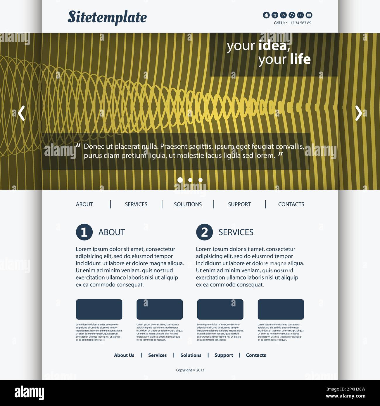 Website Template with Abstract Header Design - Wavy Lines Stock Vector ...