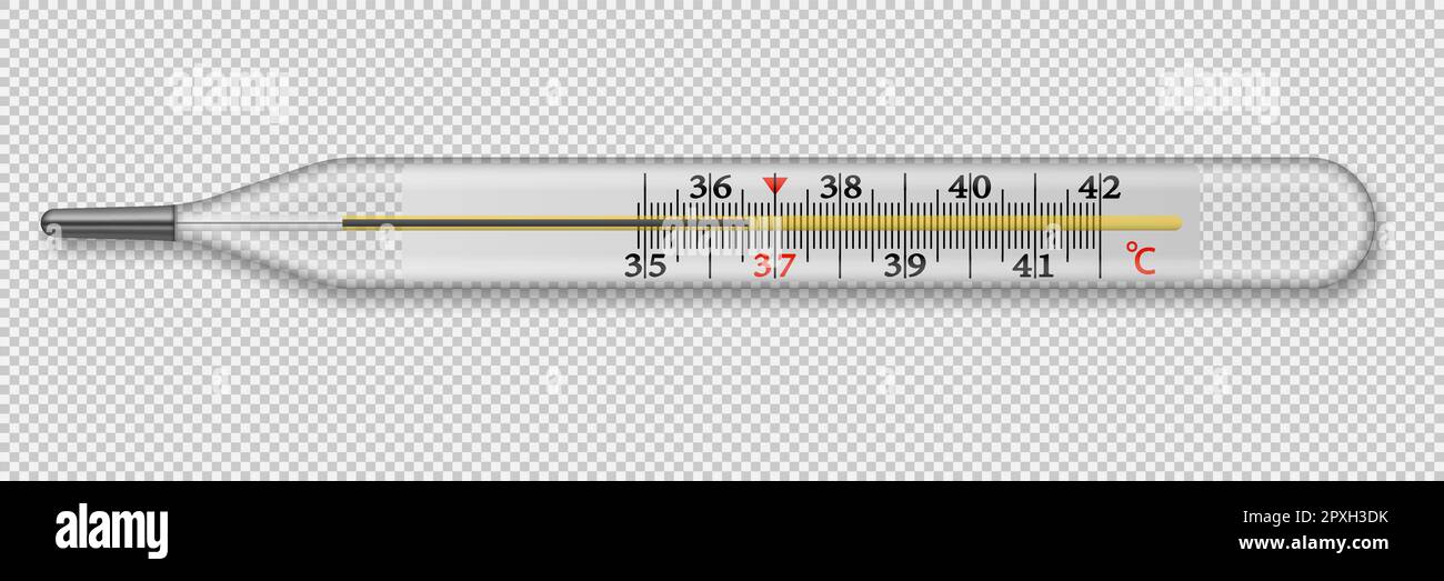 Glass medical mercury thermometer. Traditional thermometer. Vector ...