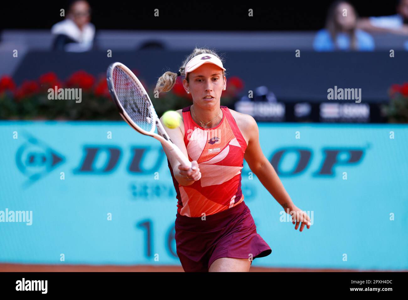 Elise Mertens of Belgium in action against Mayar Sherif of Egypt during ...