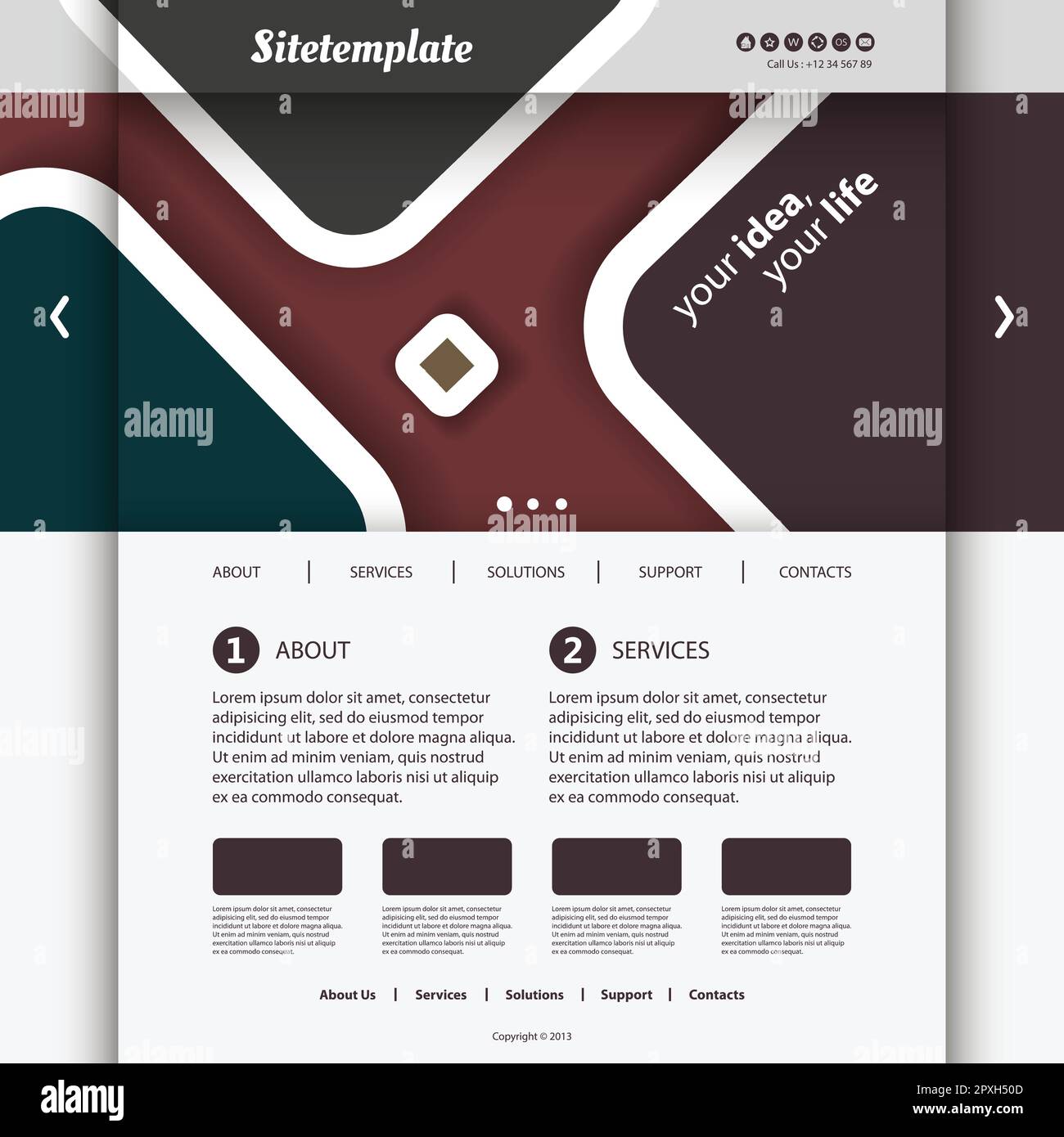 Website Template with Abstract Header Design - Squares Pattern Stock ...