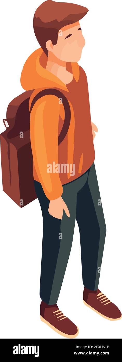 Cartoon man backpack cap Cut Out Stock Images & Pictures - Alamy
