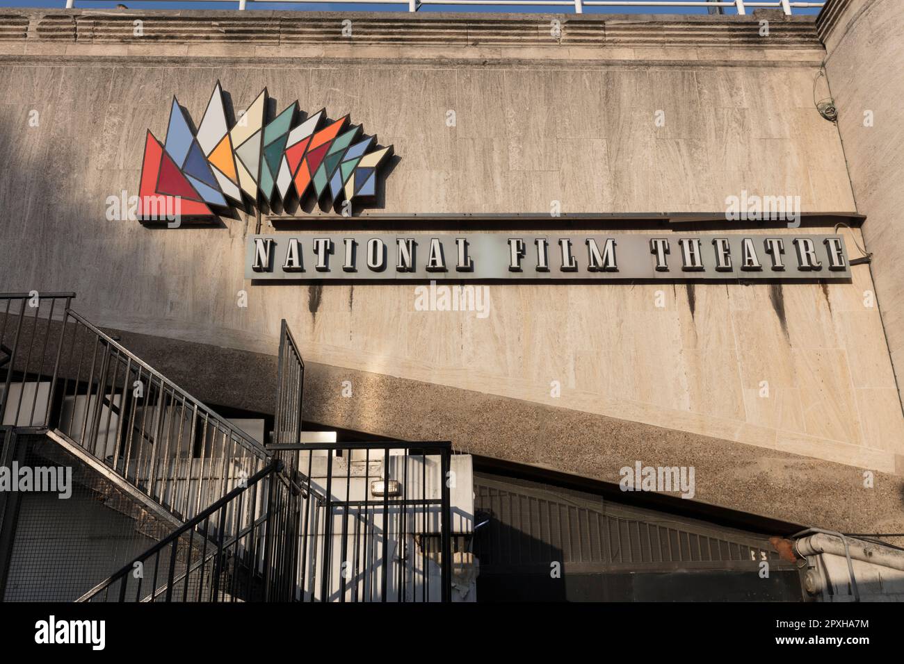 Sign for the National Film Theatre on the outside of the National ...