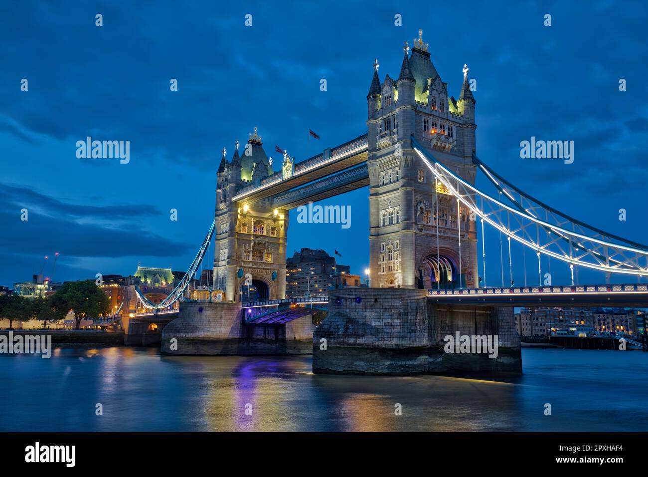 Tower Bridge over River Thames linking boroughs of Southwark and Tower ...
