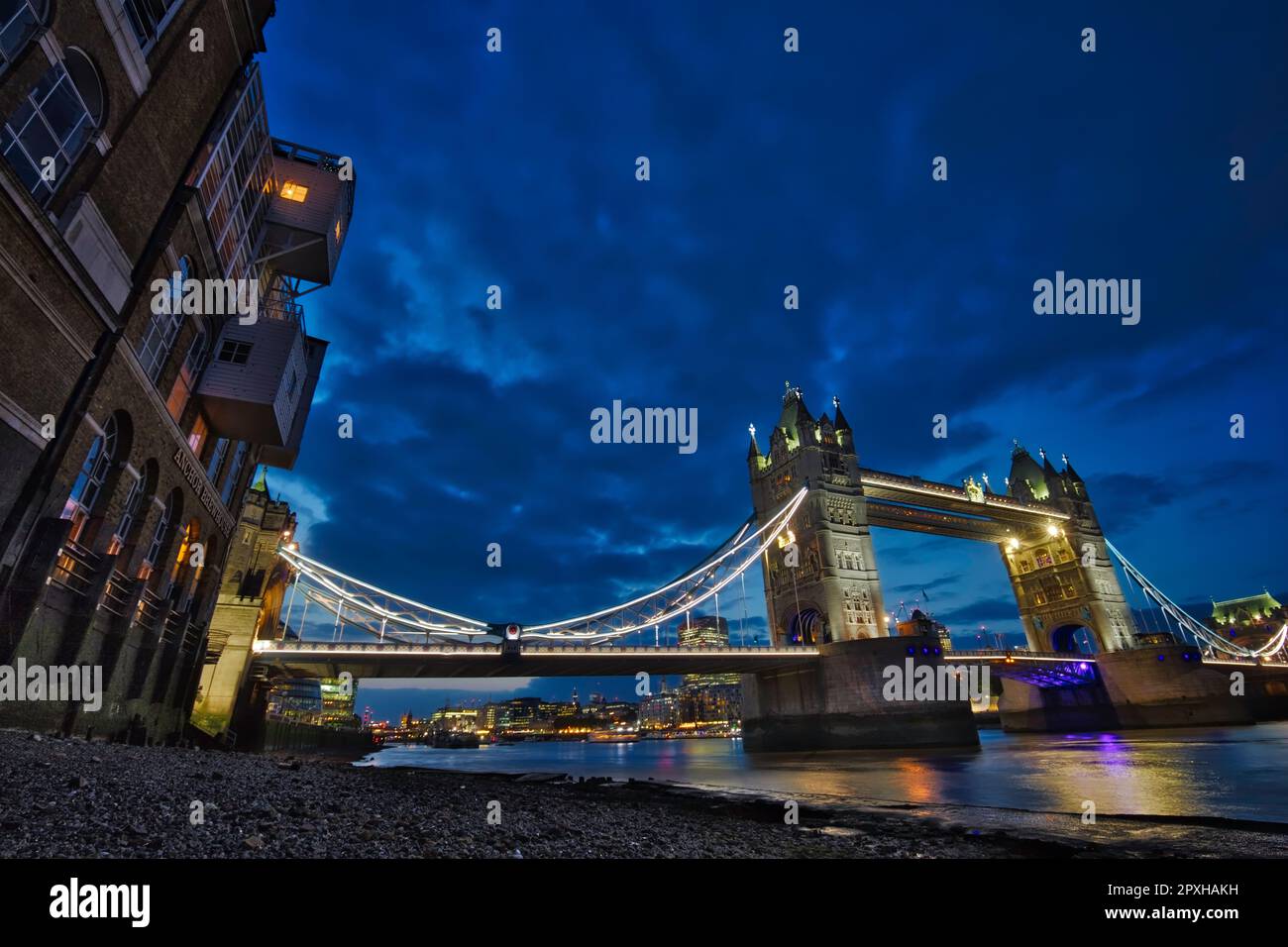 Tower Bridge over River Thames linking boroughs of Southwark and Tower ...