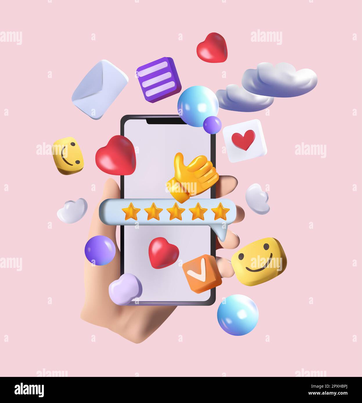 Innovative 3D concept for a virtual social networking platform. A hand ...