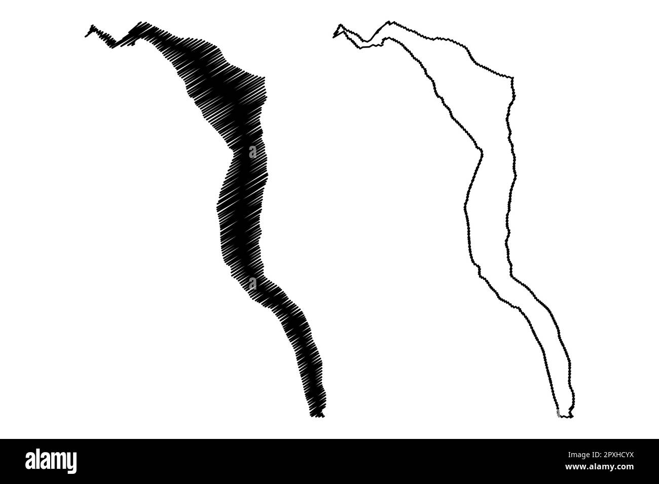 Lake Breimsvatn (Kingdom of Norway) map vector illustration, scribble ...