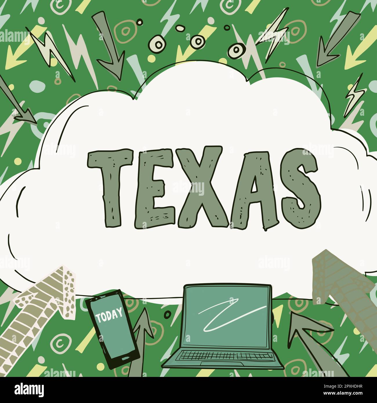 Hand writing sign Texas, Word Written on based on Caddo word taysha ...