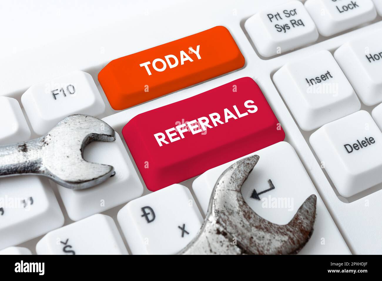 Hand writing sign Referrals, Word Written on Act of referring someone ...