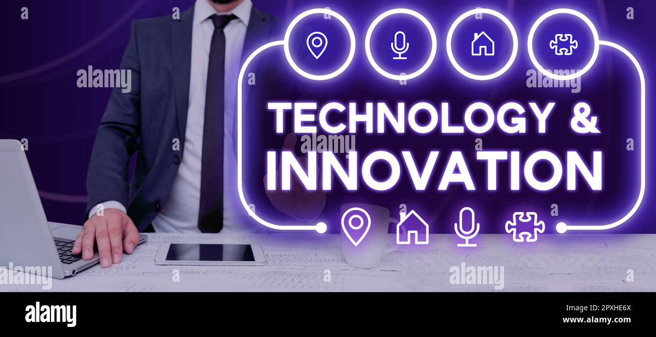 Inspiration showing sign Technology Innovation, Business showcase Application of better Solution ...