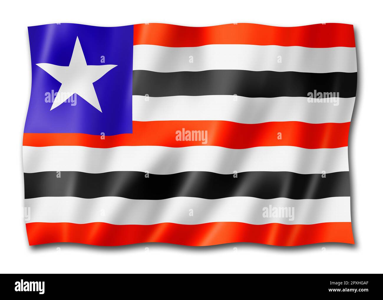 Maranhao state flag, Brazil waving banner collection. 3D illustration ...