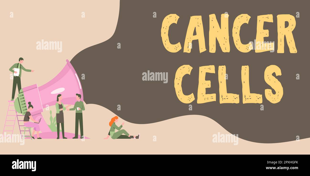 Text caption presenting Cancer Cells, Conceptual photo forming solid ...