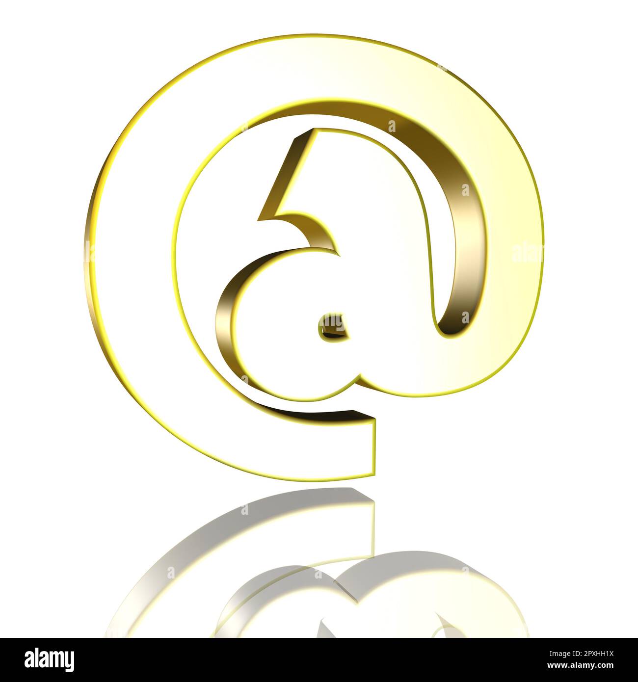 At symbol in yellow, gold on a white background as a 3D illustration ...