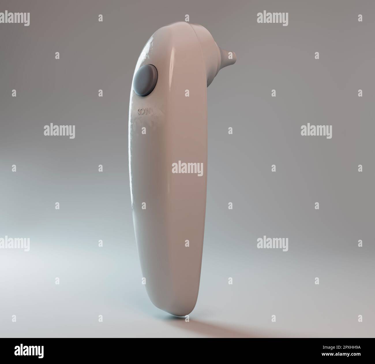 An infant ear infrared thermometer on an isolated white background - 3D ...