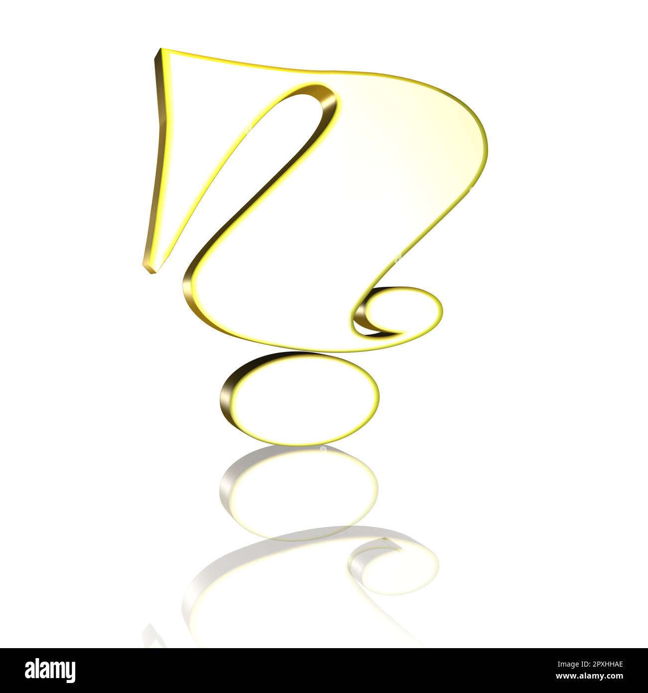 Question mark as a symbol in yellow, gold on a white background as a 3D ...