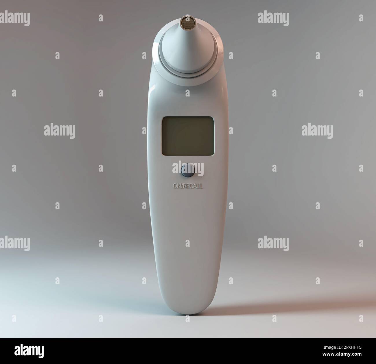 An infant ear infrared thermometer on an isolated white background - 3D ...