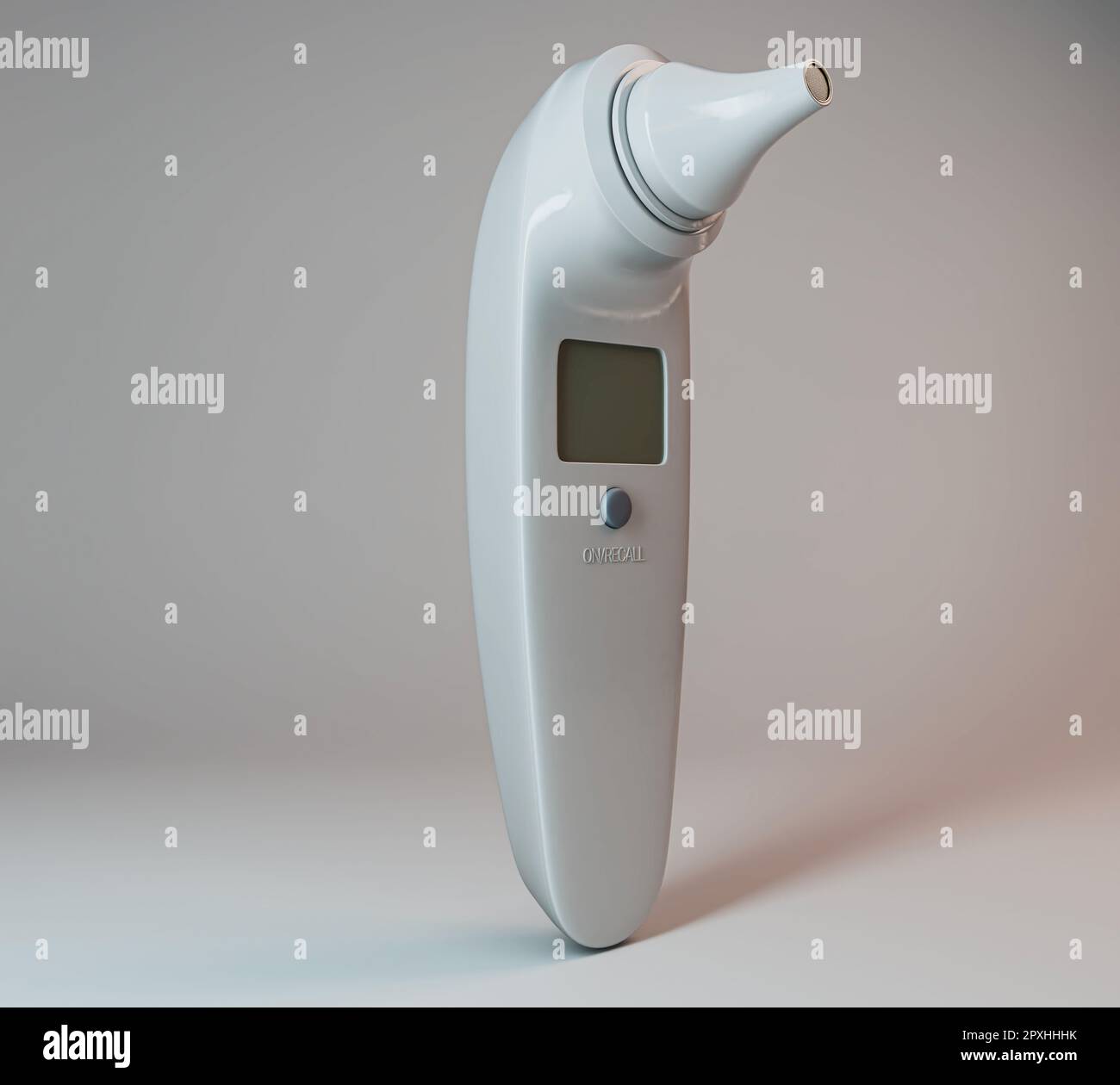 An infant ear infrared thermometer on an isolated white background - 3D ...
