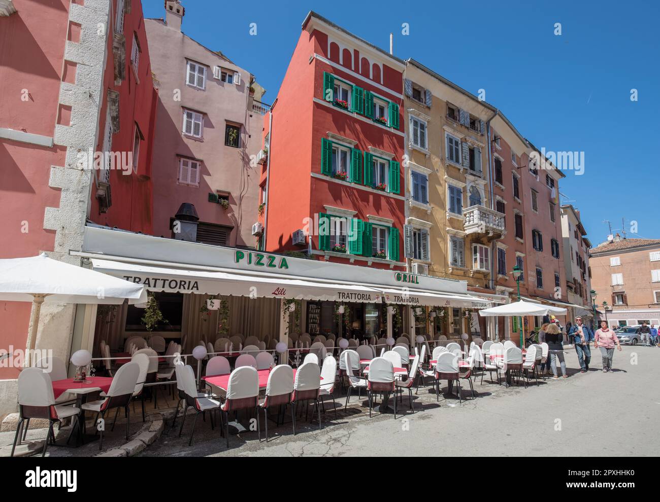 People at restaurant, cafe and bar in Old Town main square Trg Marsala ...