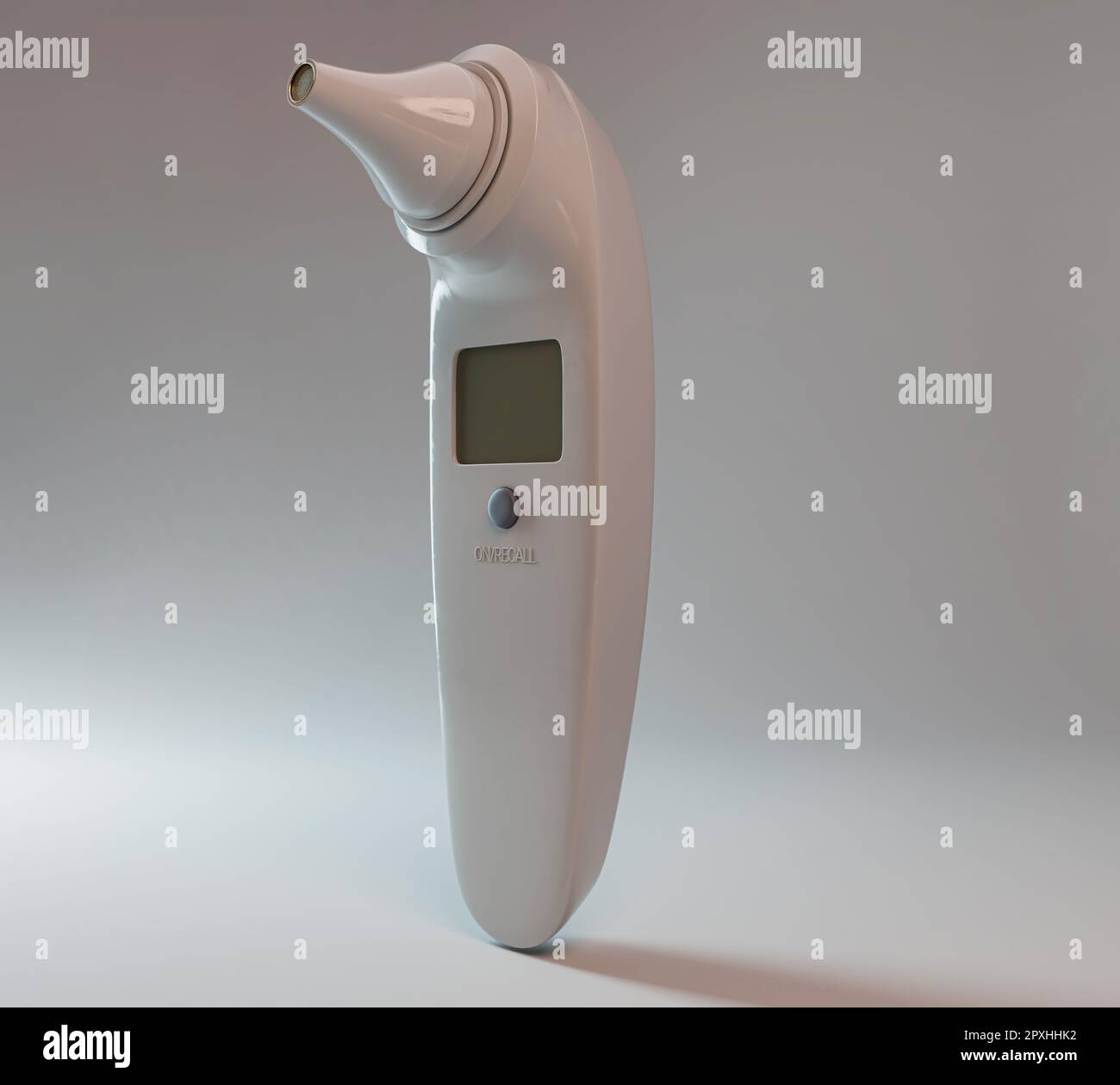 An infant ear infrared thermometer on an isolated white background - 3D ...