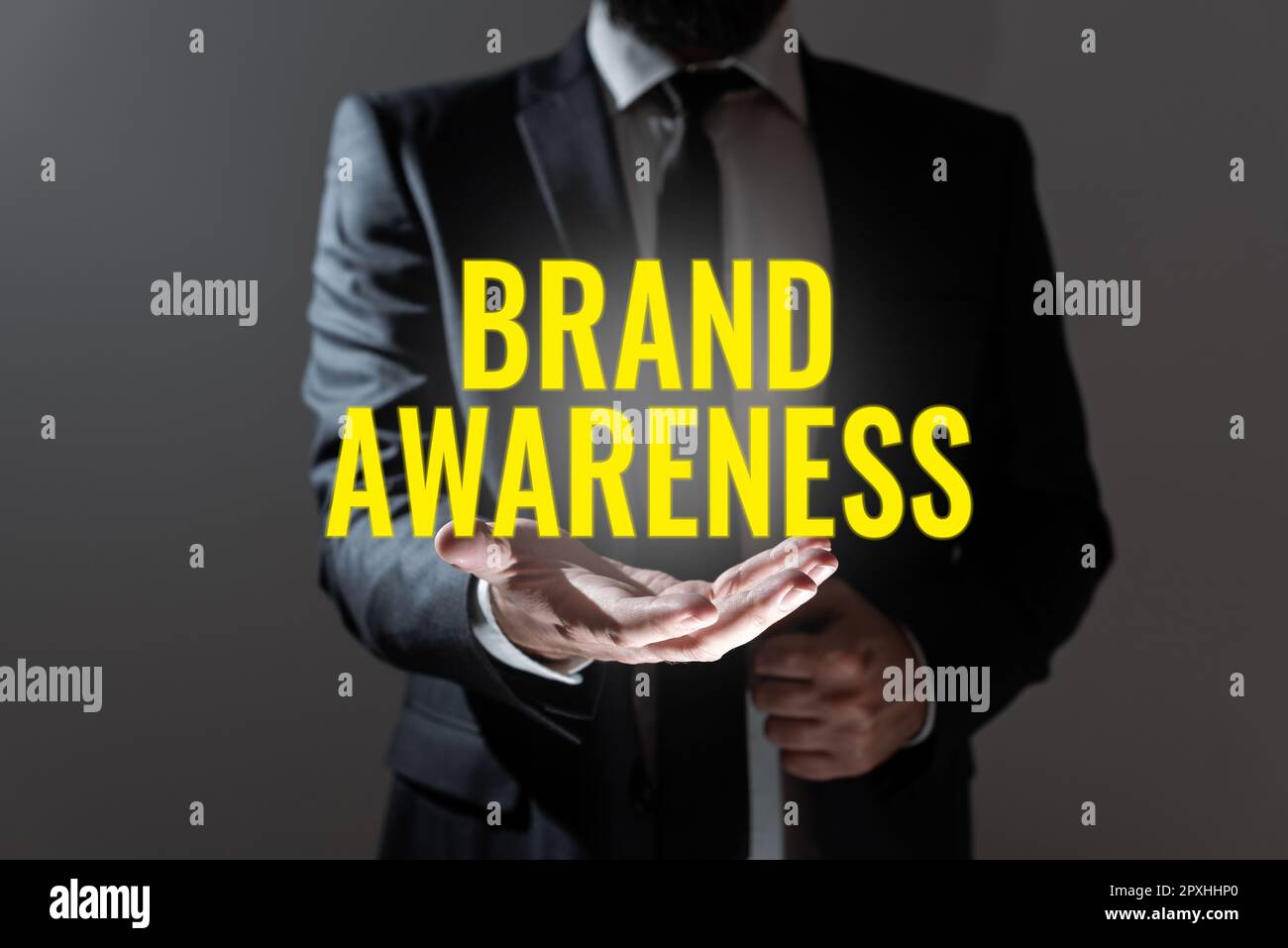 Sign displaying Brand Awareness, Business idea name identifies one ...