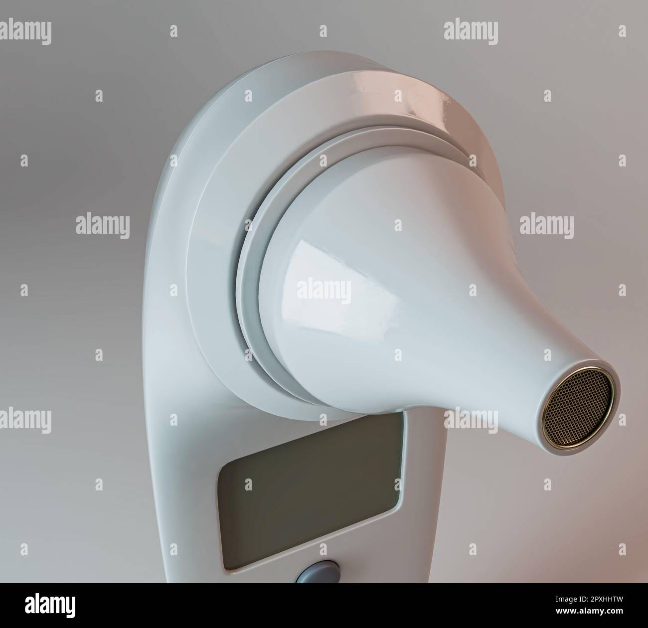 An infant ear infrared thermometer on an isolated white background - 3D ...