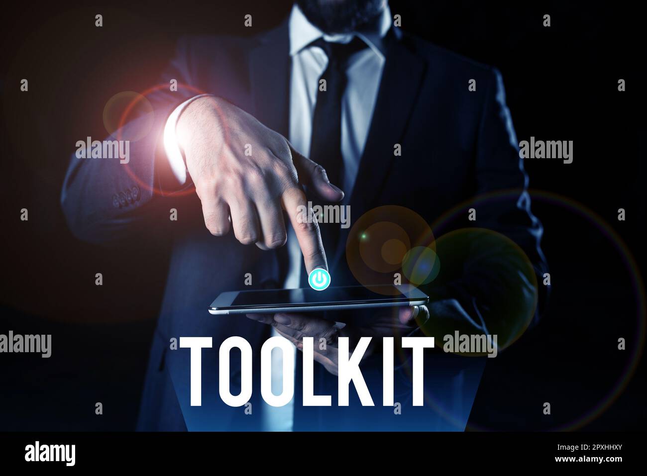 Hand writing sign Toolkit, Business approach set of tools kept in a bag ...