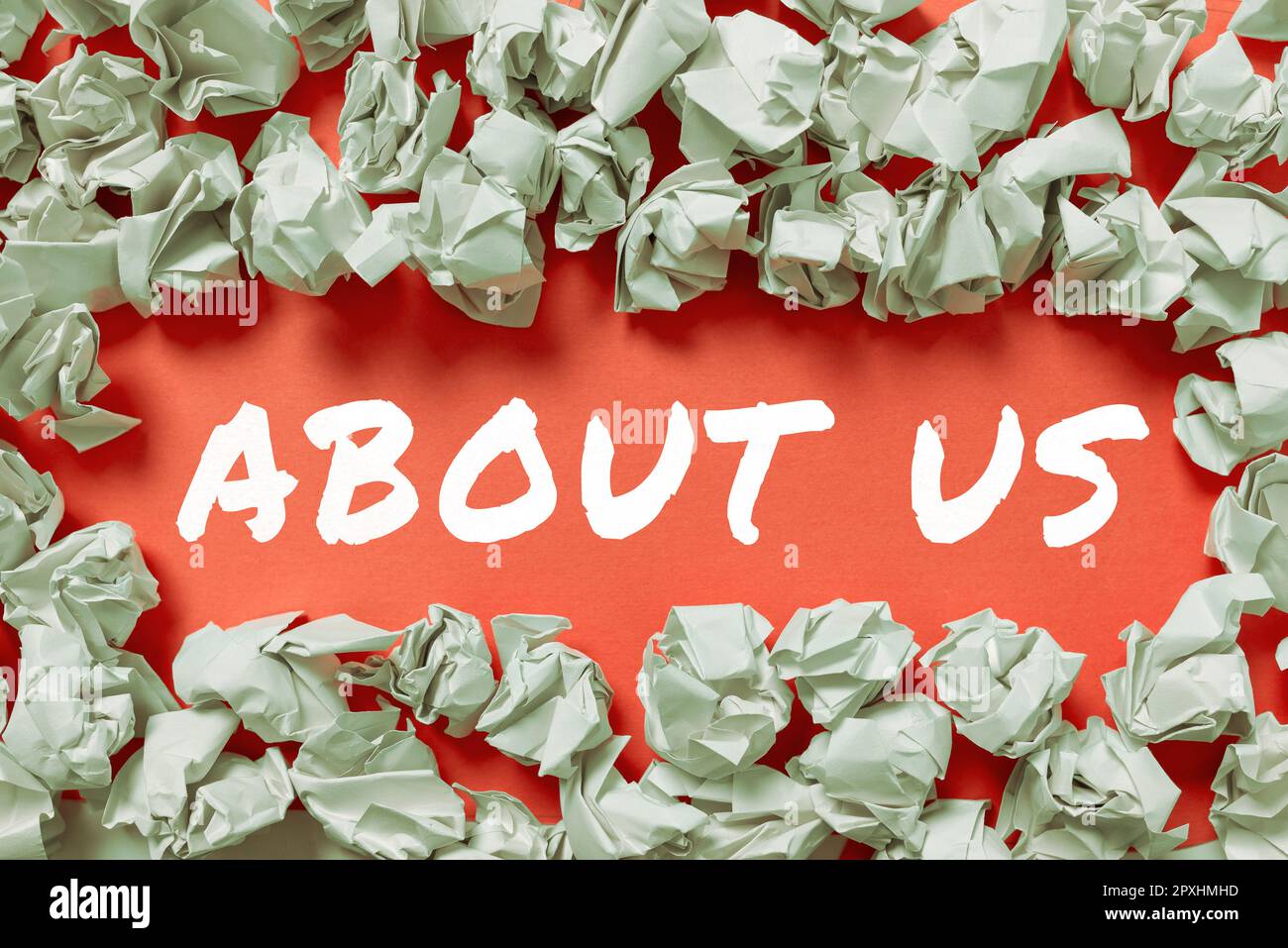 Conceptual display About Us, Concept meaning to introduce who or what ...