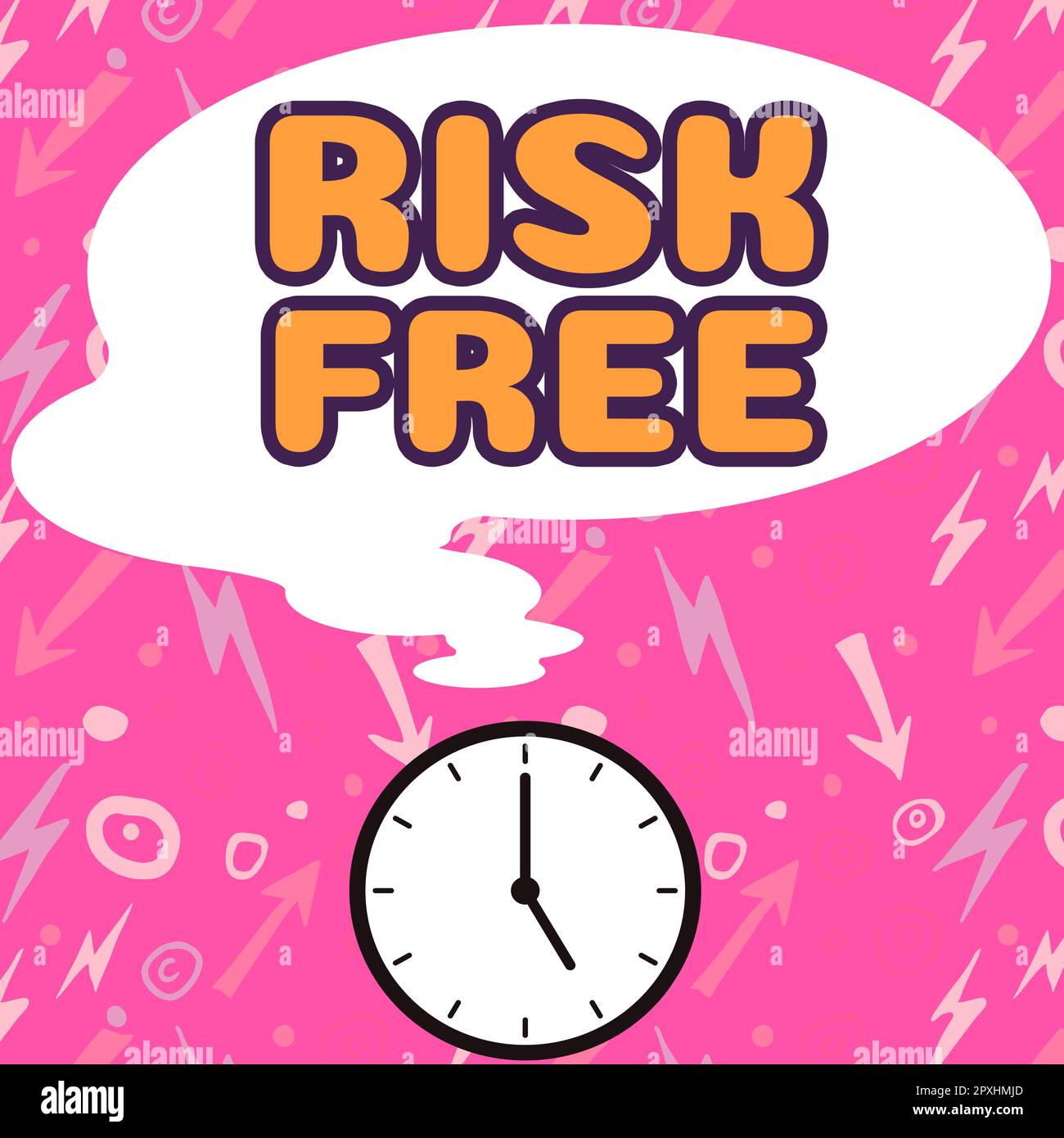 Writing displaying text Risk Free, Business idea used to describe something that does not ...