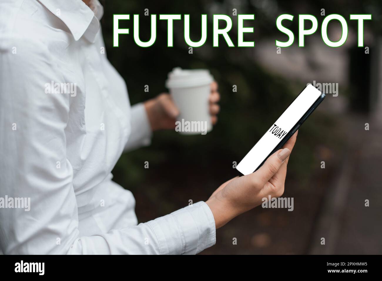 Hand writing sign Future Spot, Concept meaning refers to an action that ...