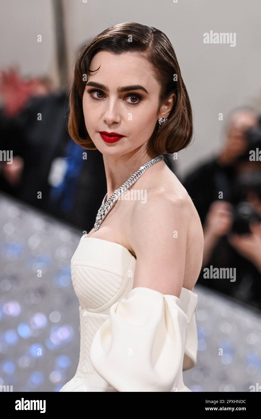 New York, USA. 01st May, 2023. Lily Collins walking on the red carpet at the 2023 Metropolitan ...